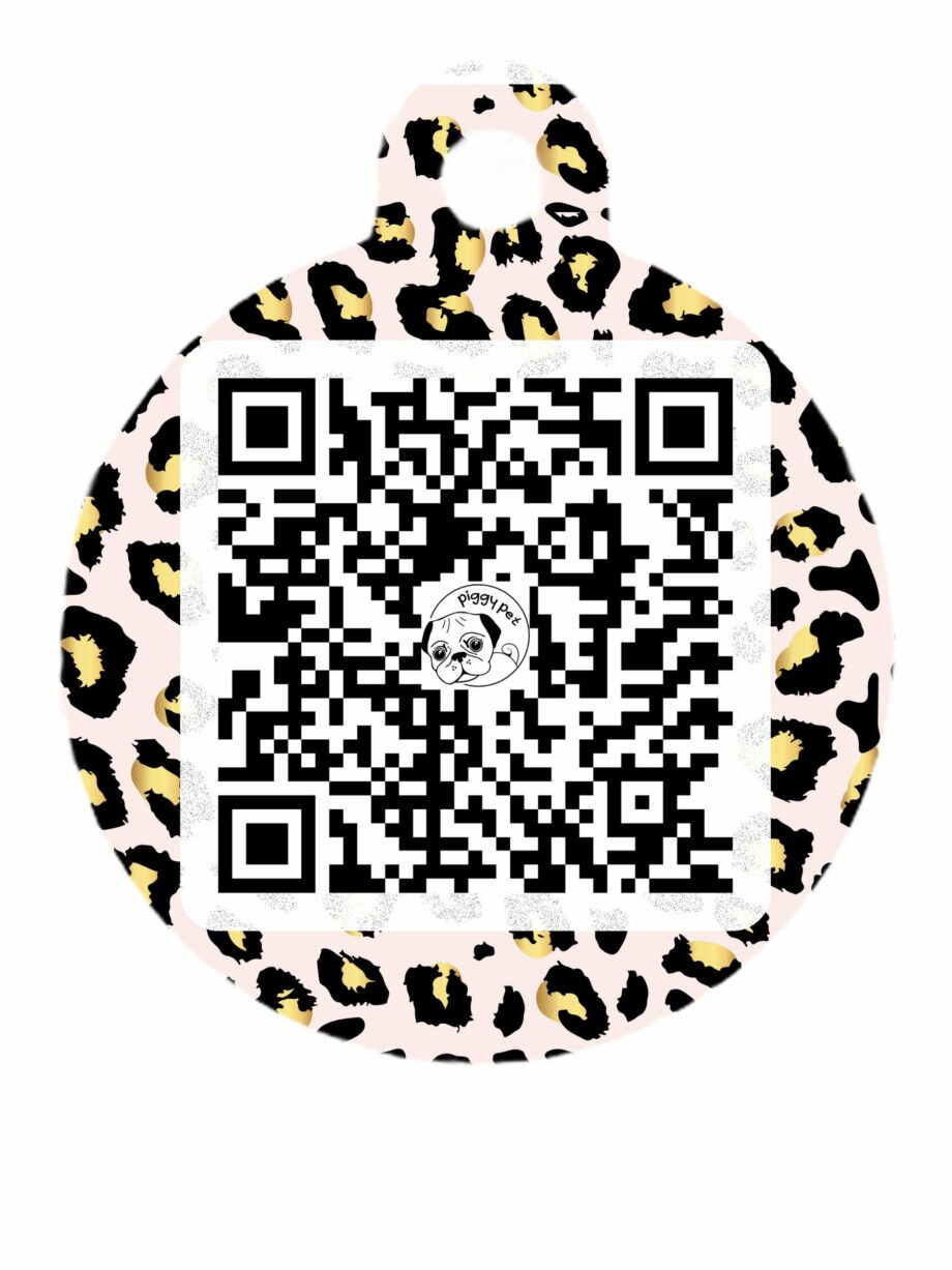 Medaglietta Lux Leopard QR CODE - Stampa personalizzata - Piggy Pet