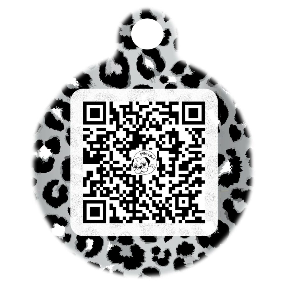 Medaglietta Silver Lux Leopard per cani QR CODE personalizzata - Piggy Pet